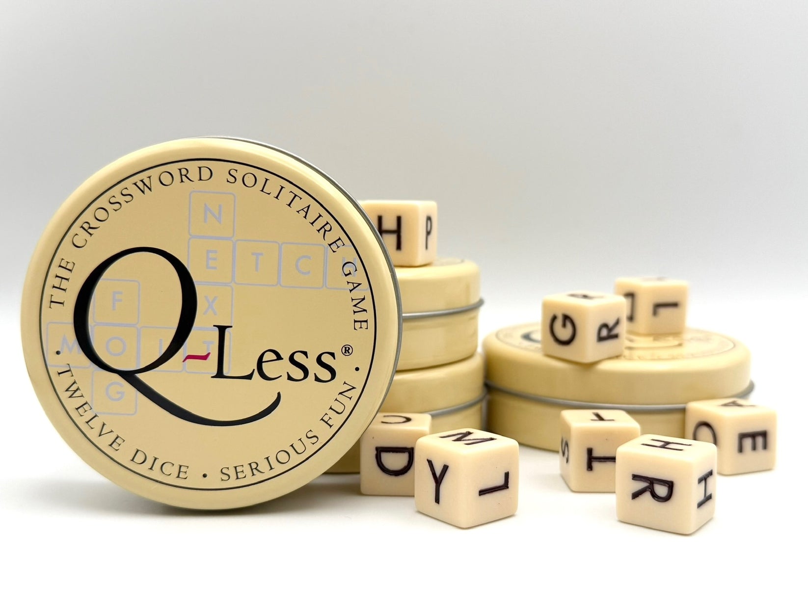Q-Less Crossword Solitaire Dice Game